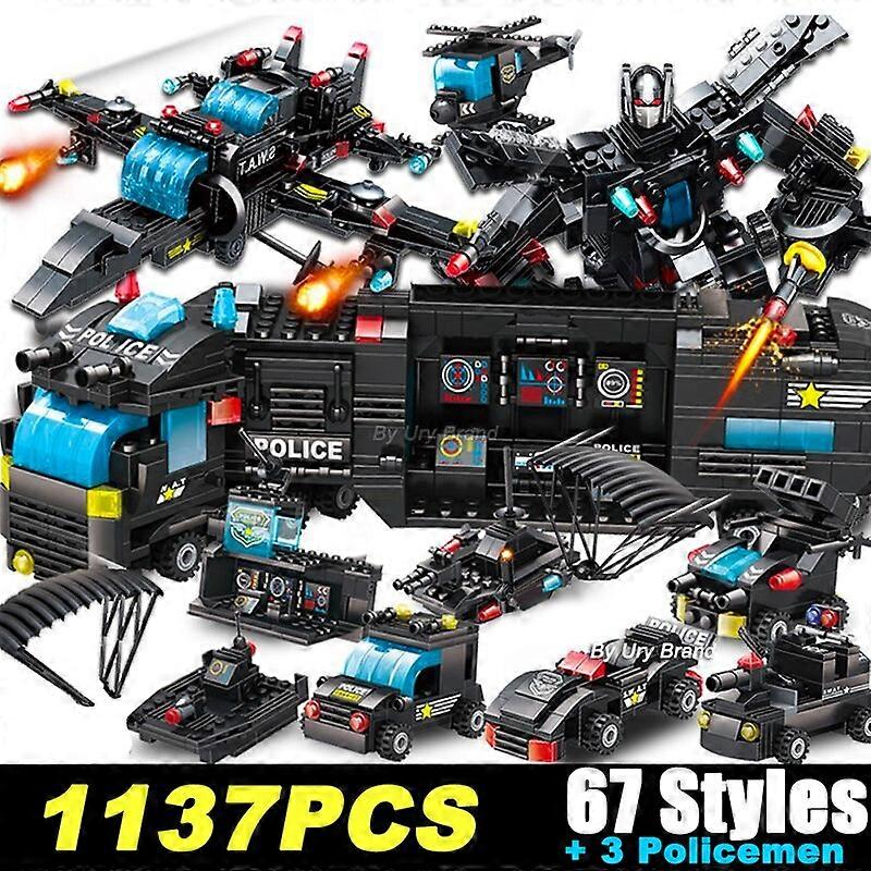City Police Station SWAT Team Military Set Building Blocks Car Fighting ...
