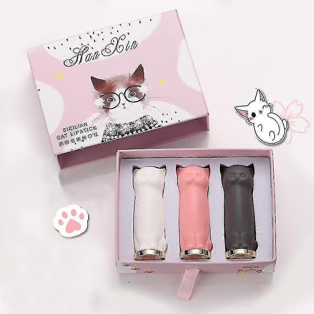3 Pcs/Set Lipstick Waterproof Makeup Set Cartoon Cat Lipstick | Fruugo UK