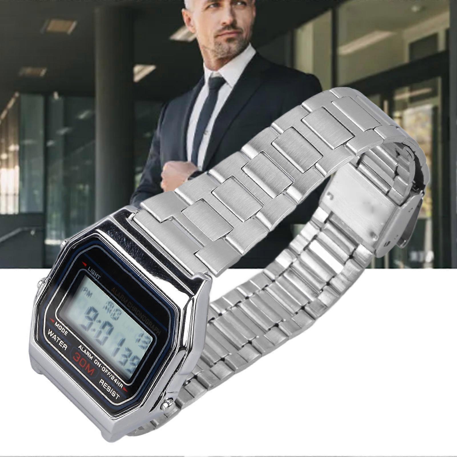 SSRGV Man Vintage Watch Stainless Steel Strap Digital Watch Waterproof ...