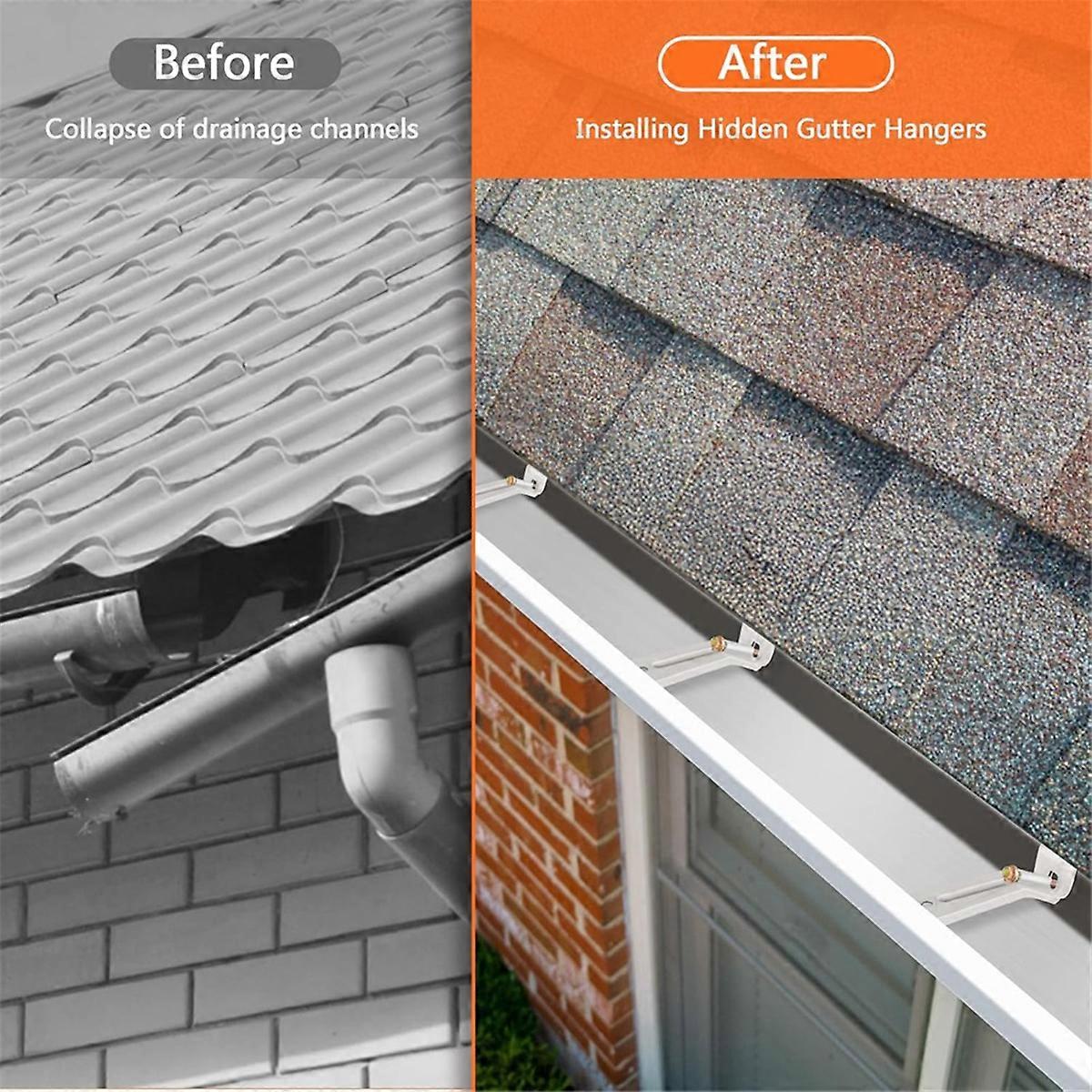 28-Pack Concealed Gutter Brackets, Sturdy Rain Gutter Brackets with ...