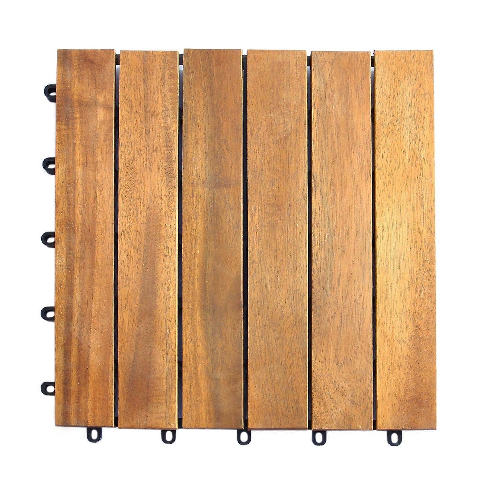 Decking Tiles Wooden Interlocking Boards Square Garden Patio Balcony ...