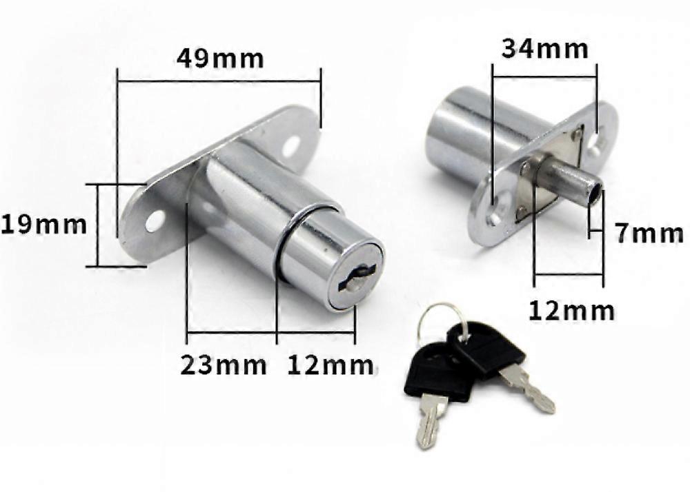 2 pieces Sliding door lock - Cylinder lock - Drawer push lock - With ...