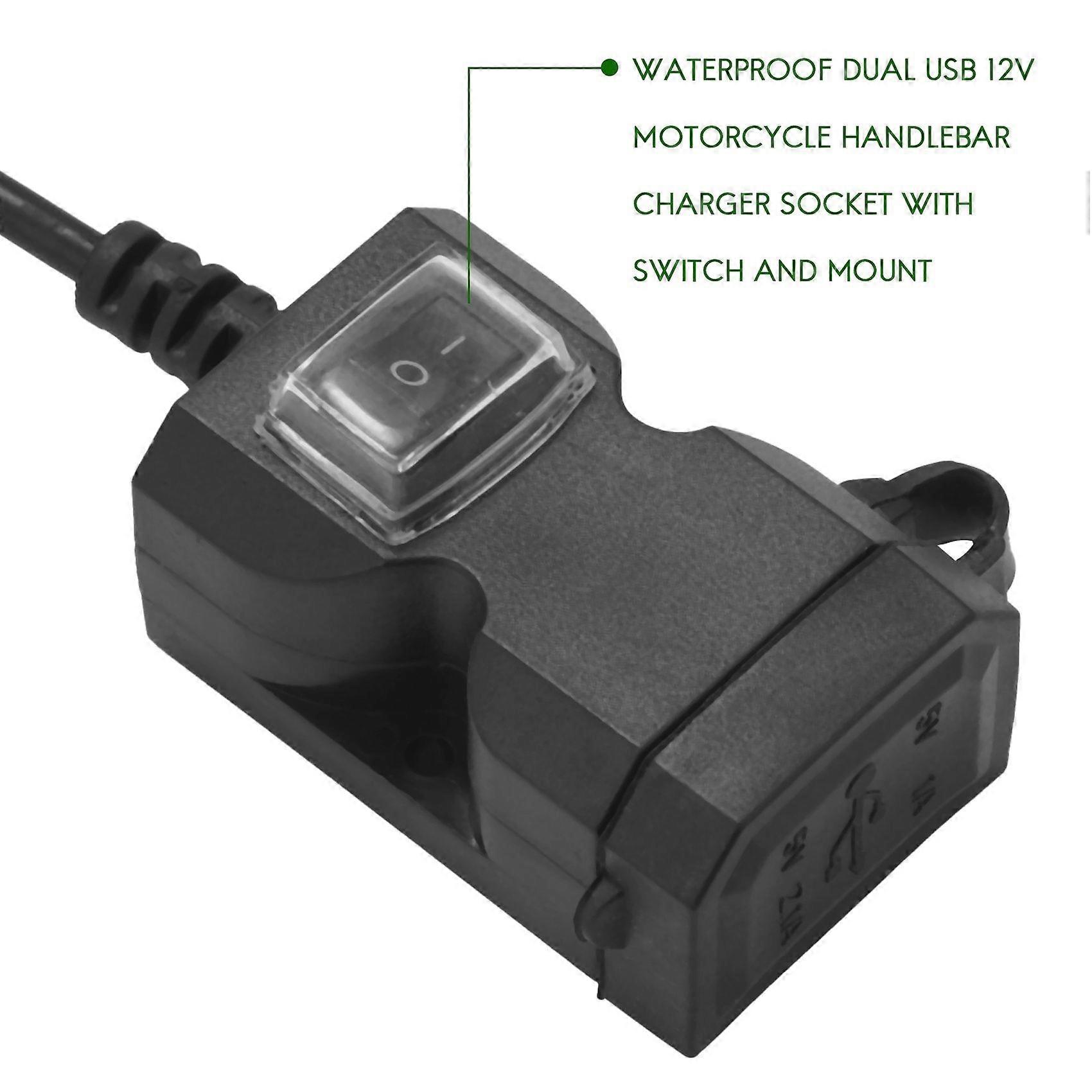 12V Waterproof Motorbike Motorcycle Dual-USB Charger Power Socket ...