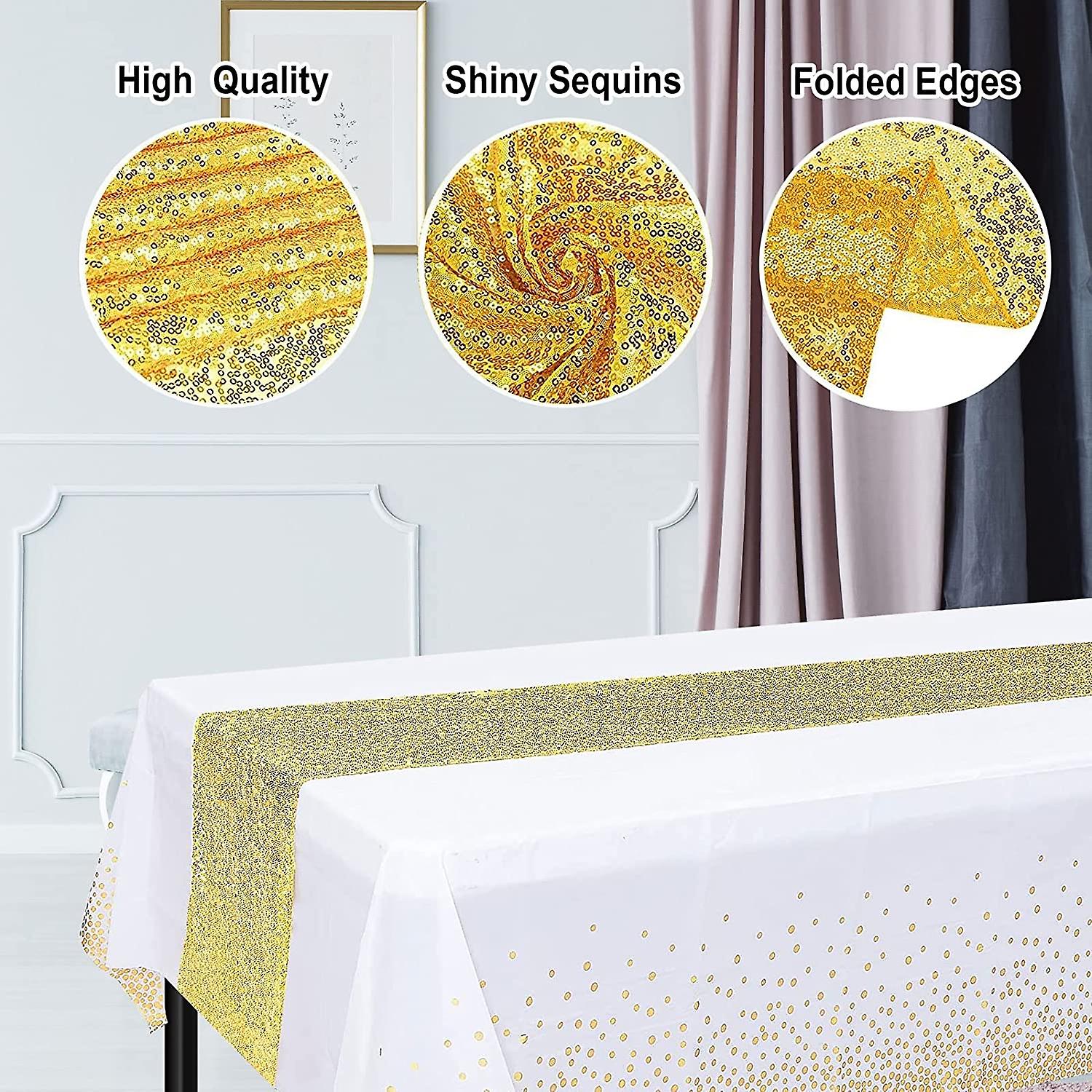 Heytea 2 Pack Tablecloth And Sequin Table Runner Set, Polka Dots ...