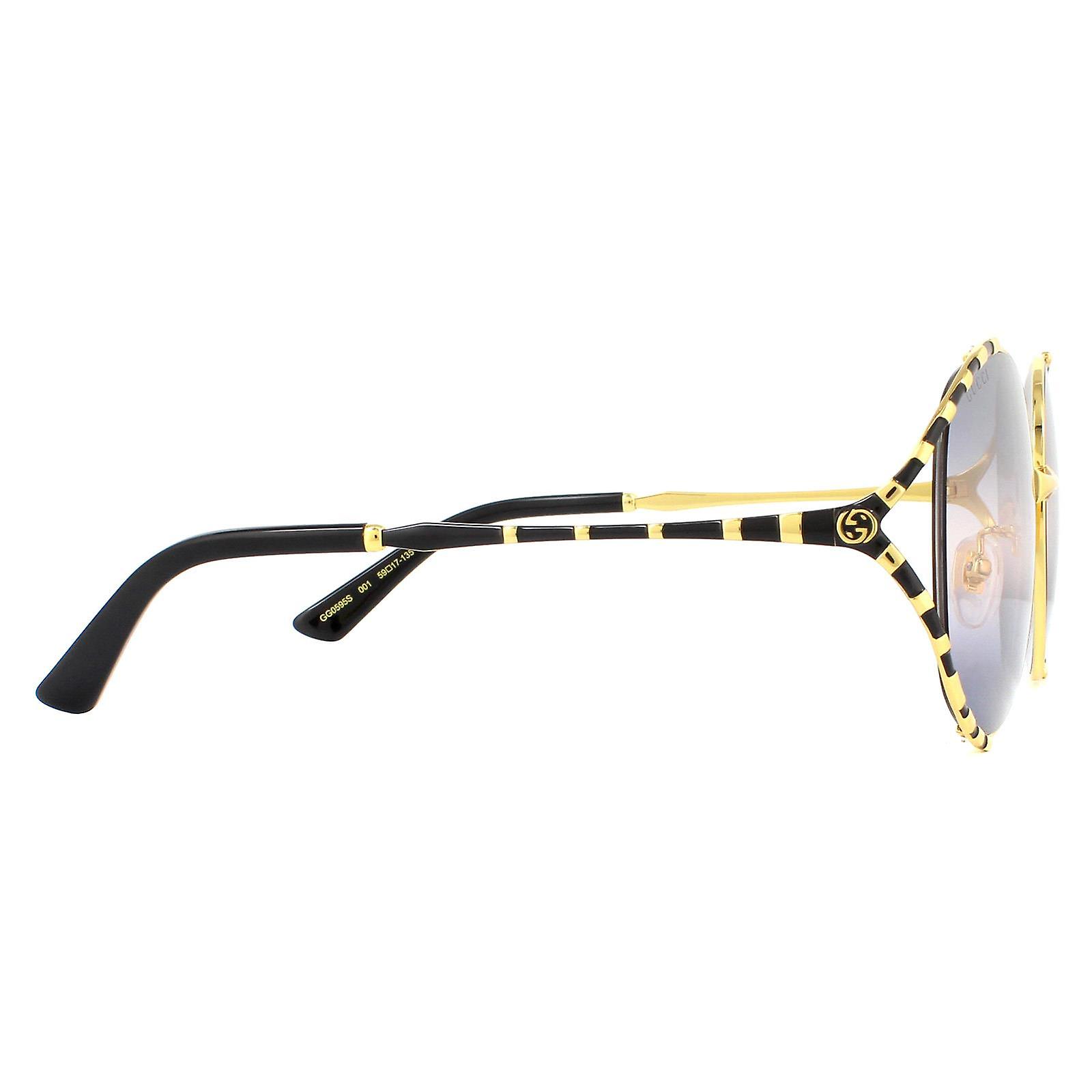 Gucci Sunglasses GG0595S 001 Gold and Black Double Grey Gradient ...