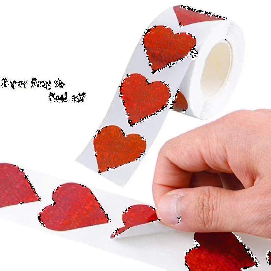 Valentine's Day Glitter Heart Stickers,red Heart Stickers Roll,heart ...