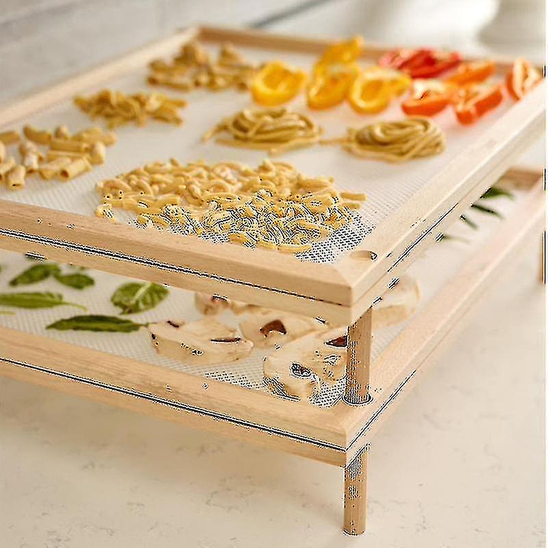 Wooden Pasta Herb Drying Racks Multipurpose 2-tier Food-dryer Holder ...