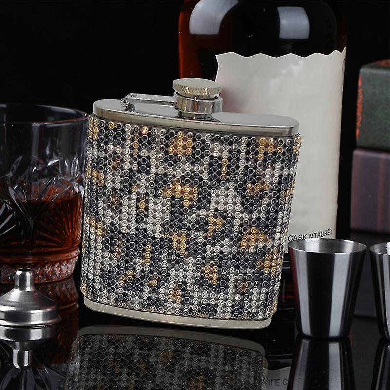 180ml Rhinestone Studded Hip Flask Leak-proof 304 Stainless Steel ...