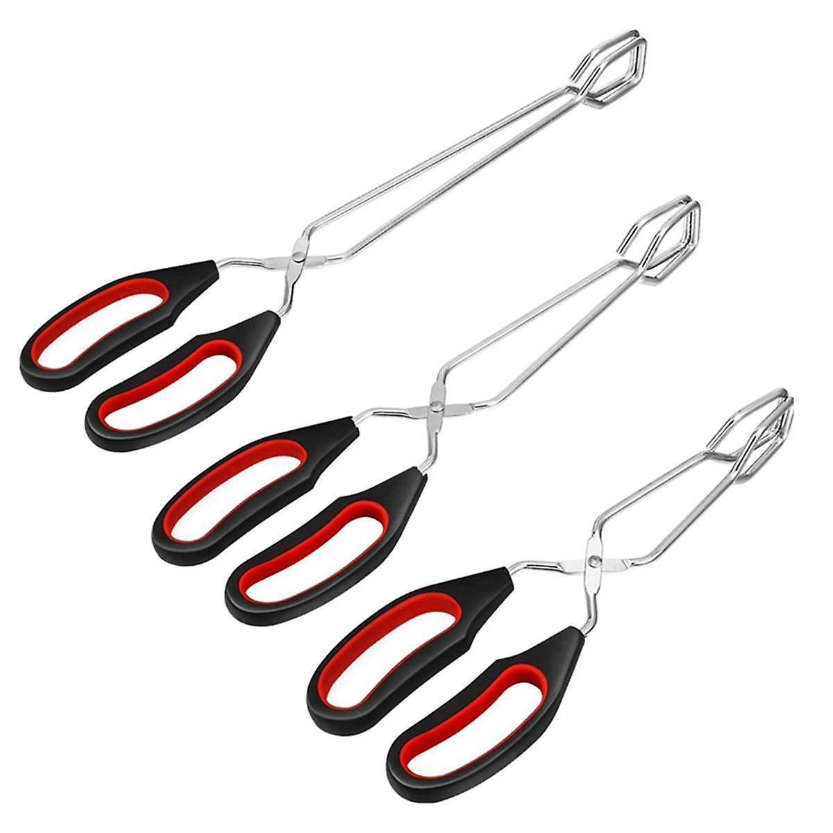 3 Pack Cooking Scissor Tongs Kitchen Baking Bread Food Tong Barbecue ...