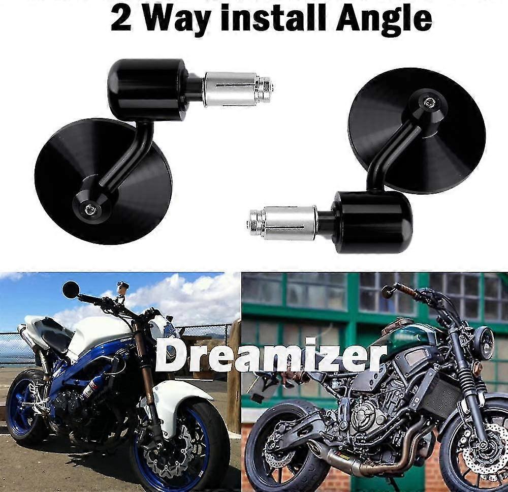 Round Motorcycle Rear View Mirror, 7/8" 22mm Handlebar End Mirrors For ...