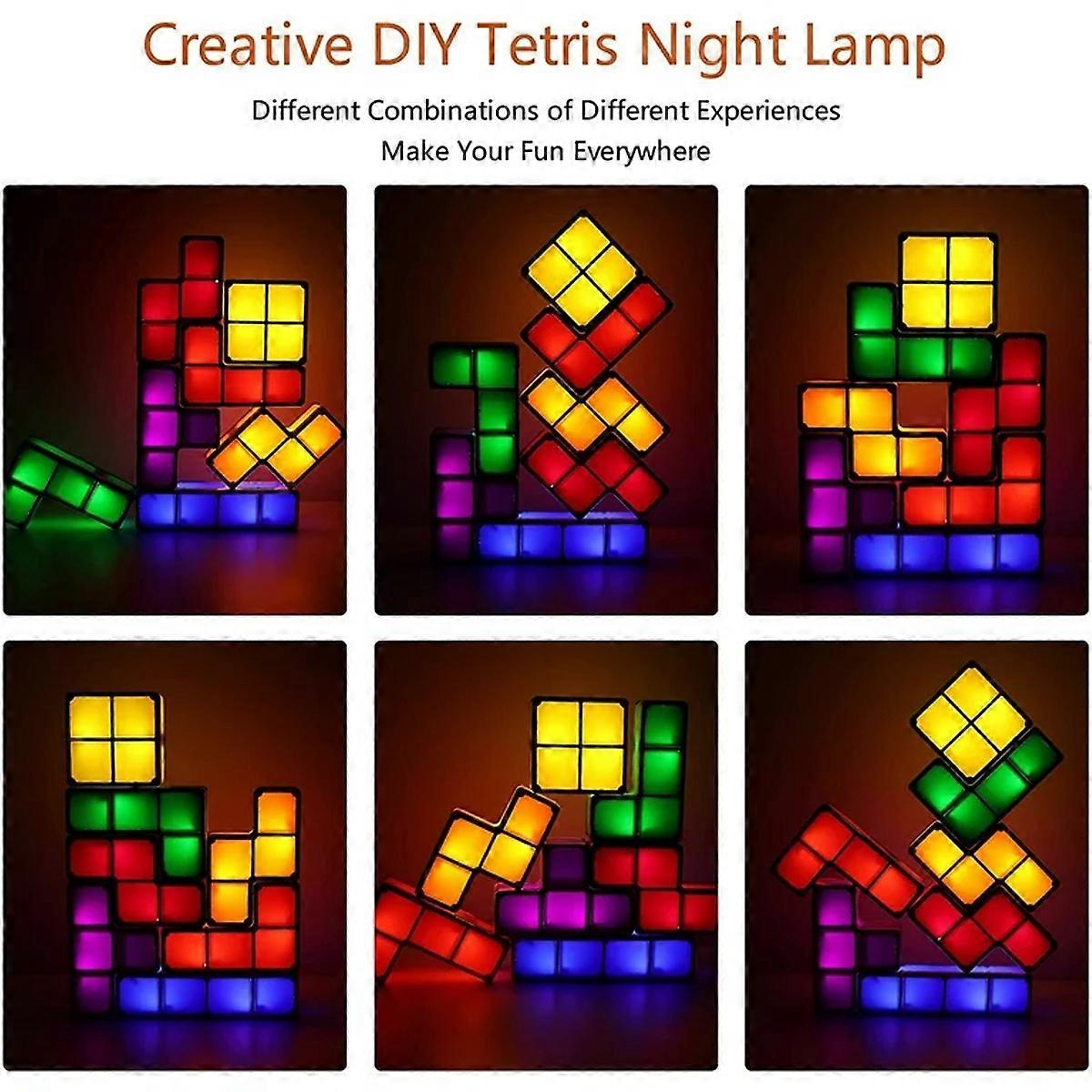Stackable Tetris Night Light, 7 Pieces DIY LED 7 Colours 3D Puzzle ...