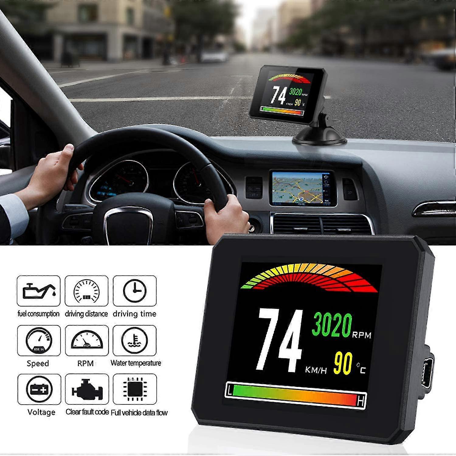 P16 Head Up Display Obd Smart Hud Auto Digital Meter Obd2 Port Warning ...