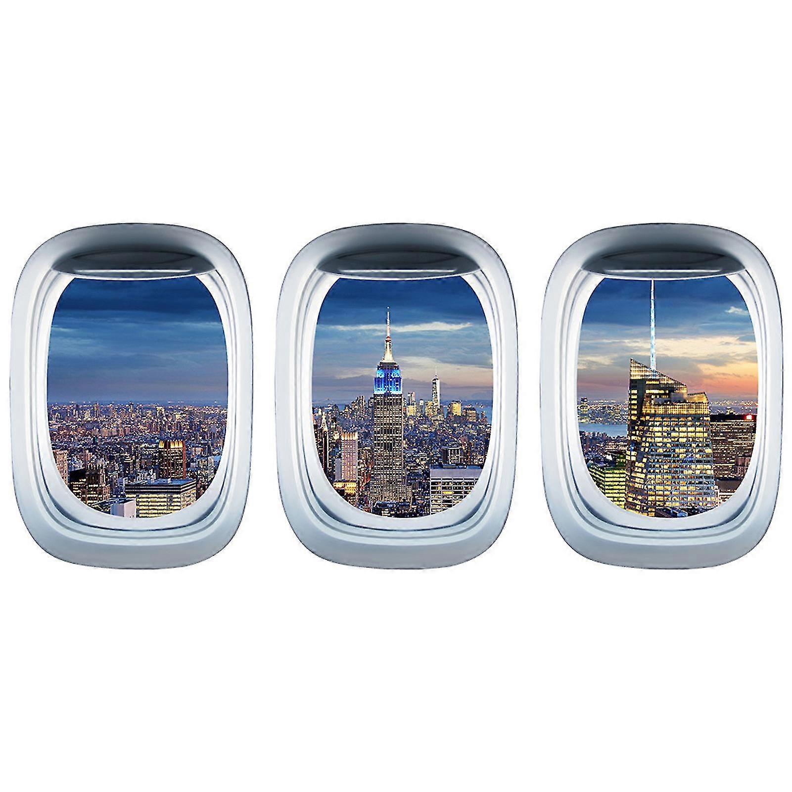 3pcs/set Airplane Window Decal Three-dimensional Self Adhesive Window ...
