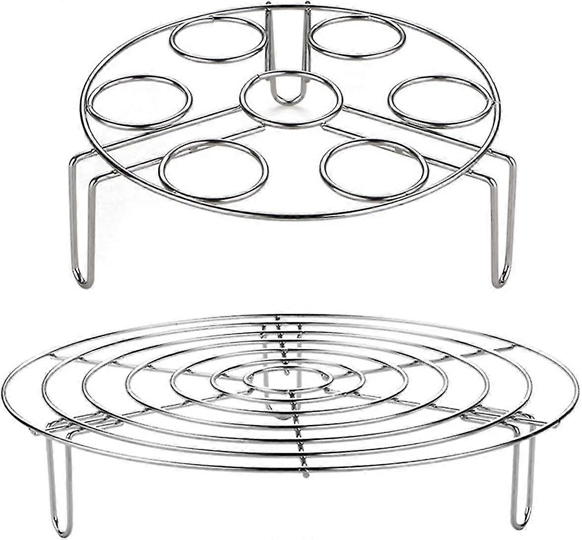 Set Of 2 Stainless Steel Cooking Racks Round Steamer Cookware Set ...