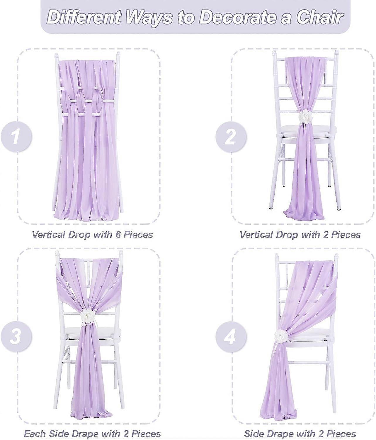 Light Purple Chair Sashes 16 Pieces 8ft Long Chair Designed Decorative ...