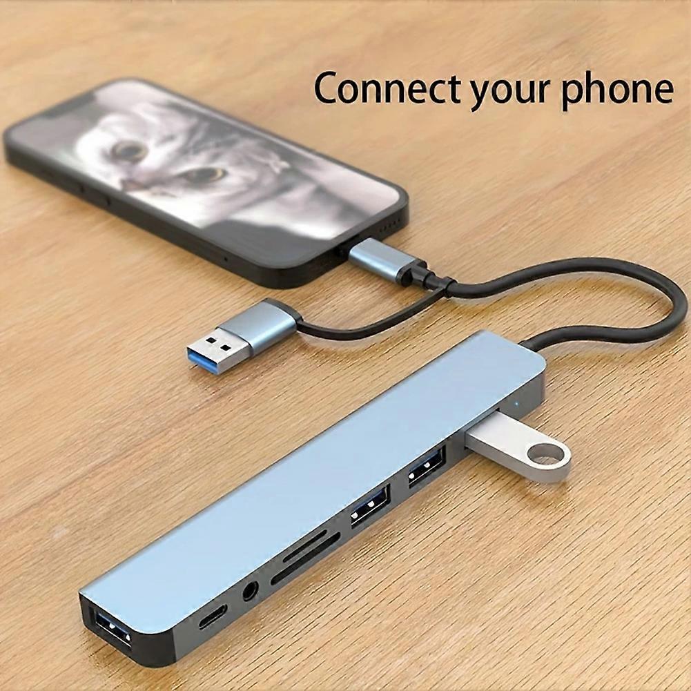 8 in 2 USB C Hub Dock Station 1 x USB 3.0/3 x USB 2.0 Data Ports/3.5 mm ...