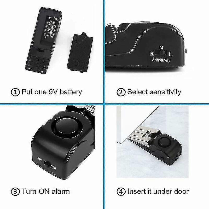 2 Pack Door Stop Alarms, 120db Loud Portable Wedge Entry Alert Security Tools For Home Security ...