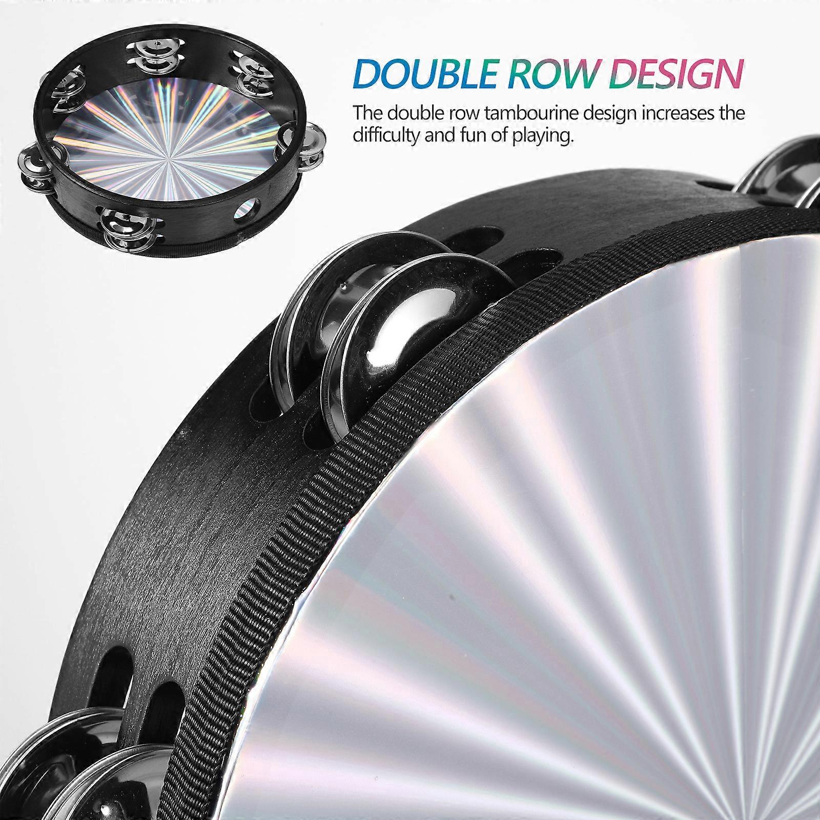 Hand Held Tambourine Double Rows Tambourine Drum Bell Practice Musical ...