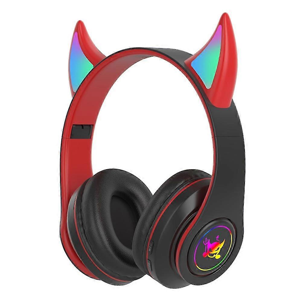 Devil Ear Wireless Headphones Gamer Girl Boy Rgb Cute Cat Ears Headset ...