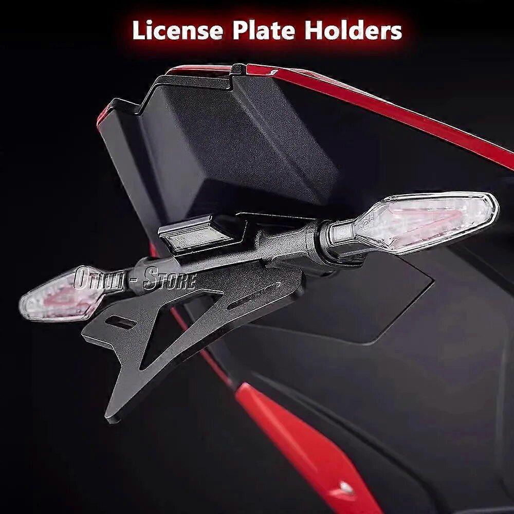 Motorcycle Black License Plate Holder Tail Light Bracket With LED For ...