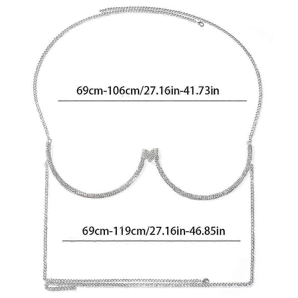 Heart Chest Bracket Jewellery Bra Chain for Women Body Crystal Bikini ...