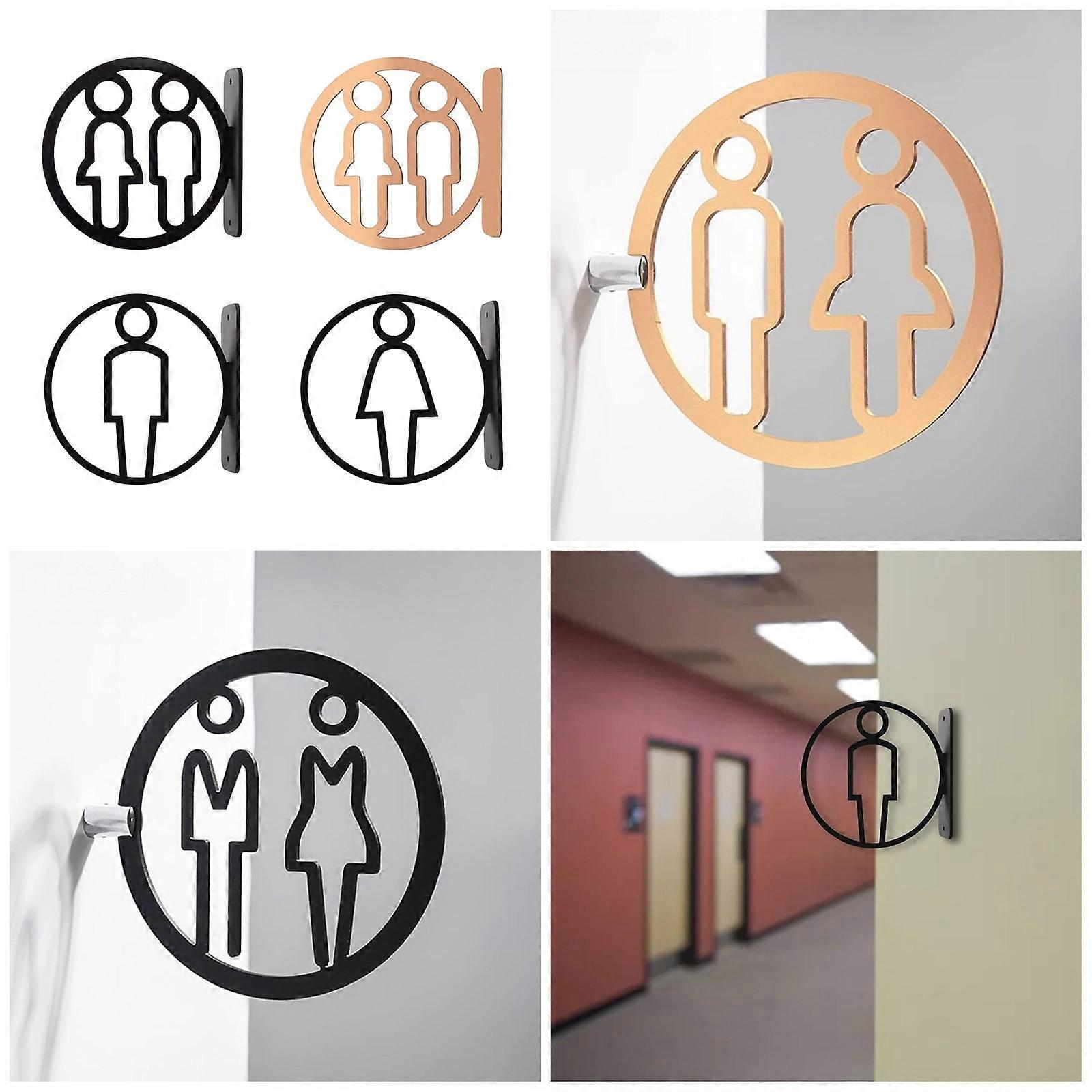 Hollow Acrylic Restroom Sign Stylish Washroom Symbol Signage for Hotel ...