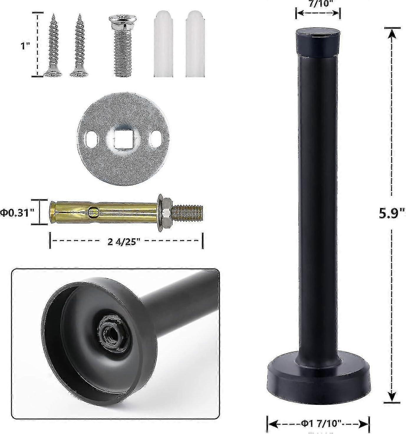 Door Stops, 6 Inch Long Door Stopper, Wall Mount, Heavy Duty Solid ...