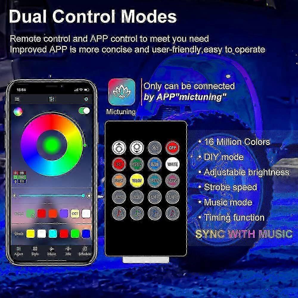 Rgb Led Rock Light Kits Car Neon Underglow Lights Waterproof Underbody ...