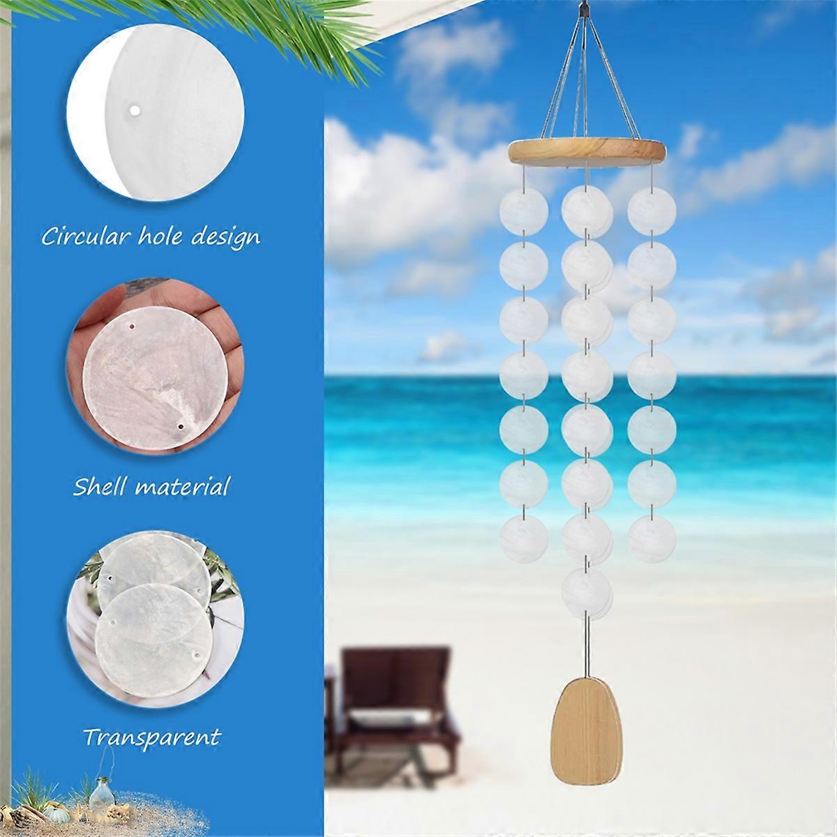 120 Pieces Flat Round Natural Shell Flake Beads Ocean Summer Ornaments ...