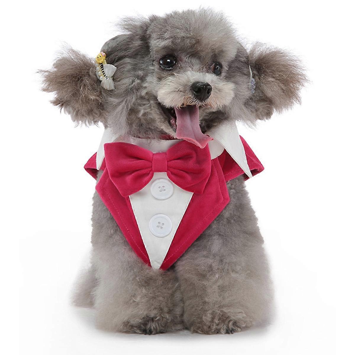 Small Dog Bowtie Tuxedo Suit Pet Costume Set, Puppy Cat Formal Shirt ...