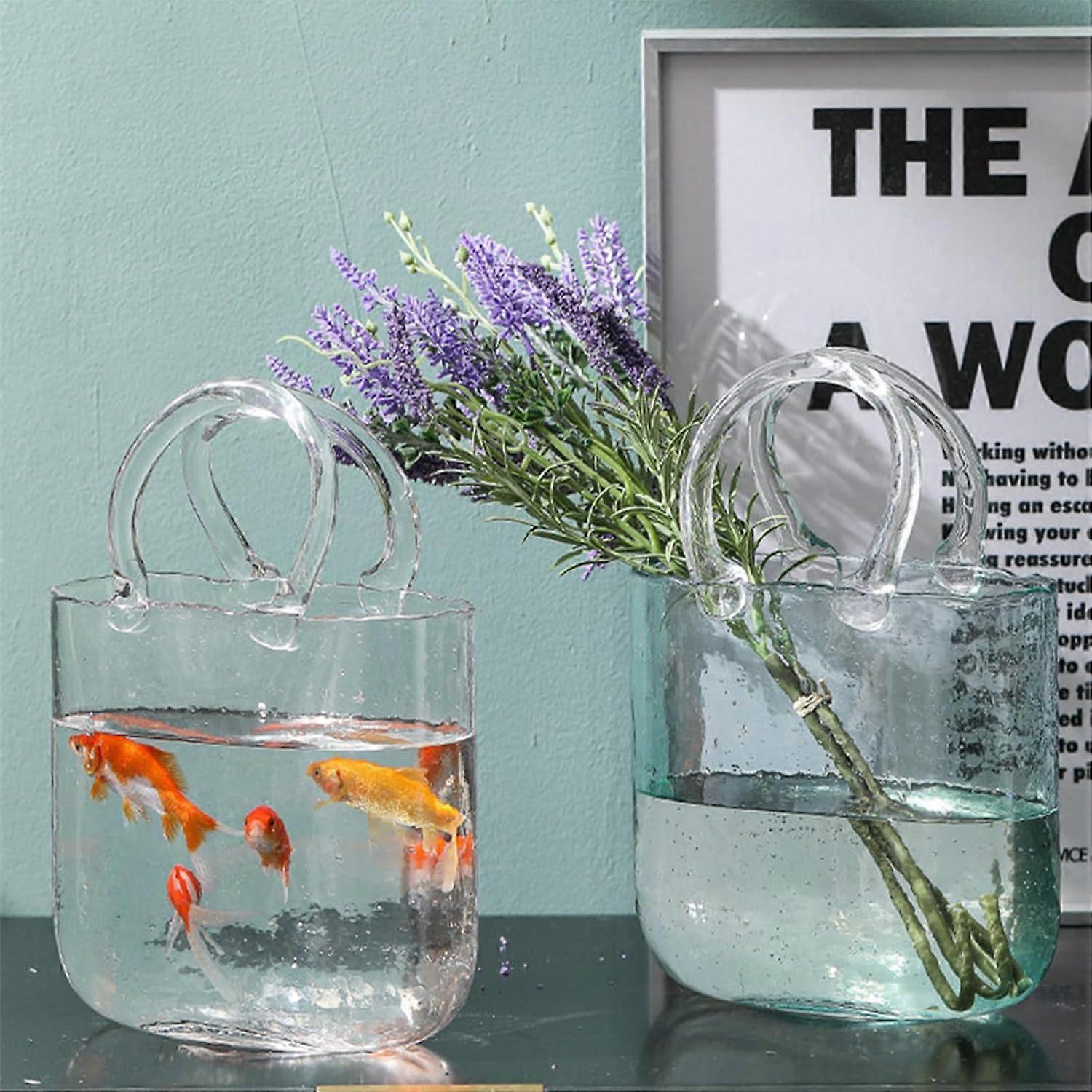 Stylish bag designed glass vase, fish bowl handbag vase, unique flower ...