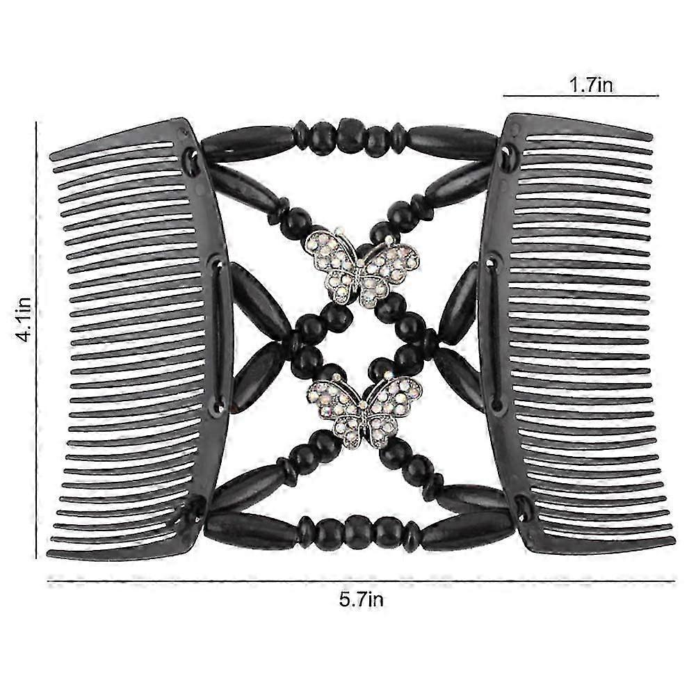 4Pcs Magic Hair Combs, Stretch Beaded Hair Combs Stretchy Double Hair ...