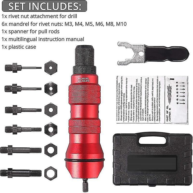 -m10 Cordless Electric Rivet Nut Tool Converter, Insert Nut Tool ...