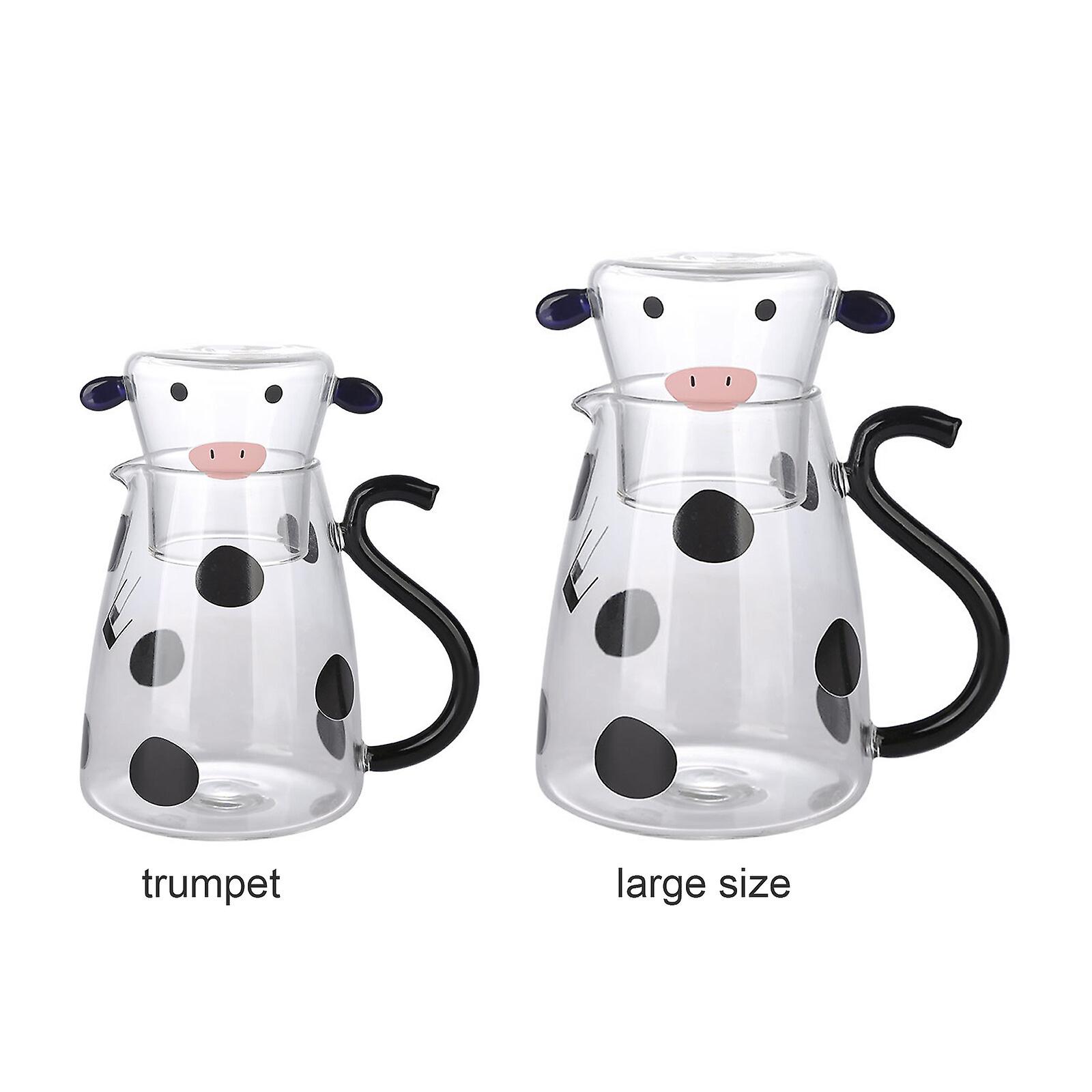 Creative Design Cow Shape Glass Kettle - Sturdy And Durable, Lovely Cartoon - 550ml/1800ml ...