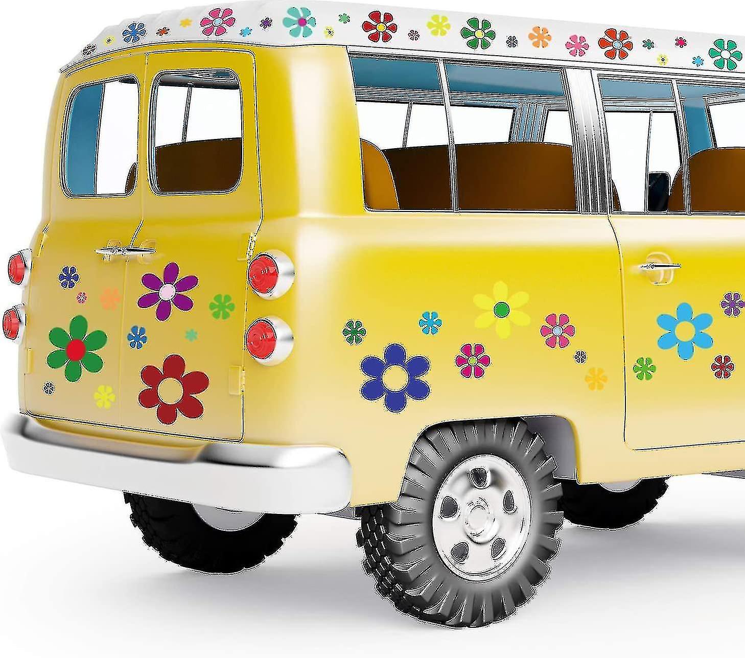96 Pieces Car Flowers Stickers 60's Hippie Theme Party Stickers ...