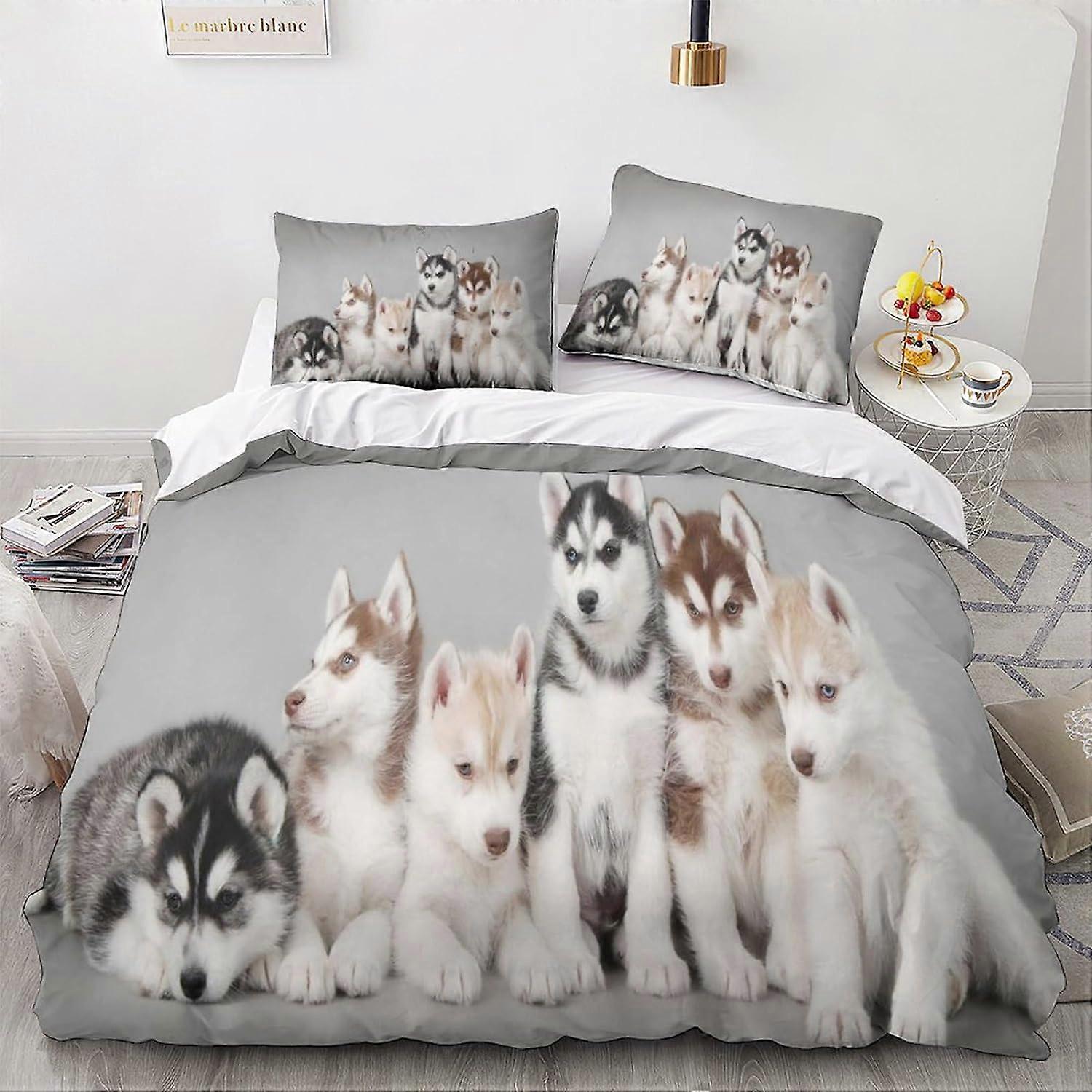 Husky Bedding Set - Dog Duvet Cover - 3D Print - Microfiber with ...