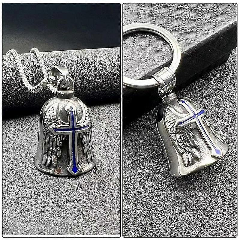 Retro Punk Style Guardian Bell Motorcycle Bells Men's Cross Lucky Bell ...