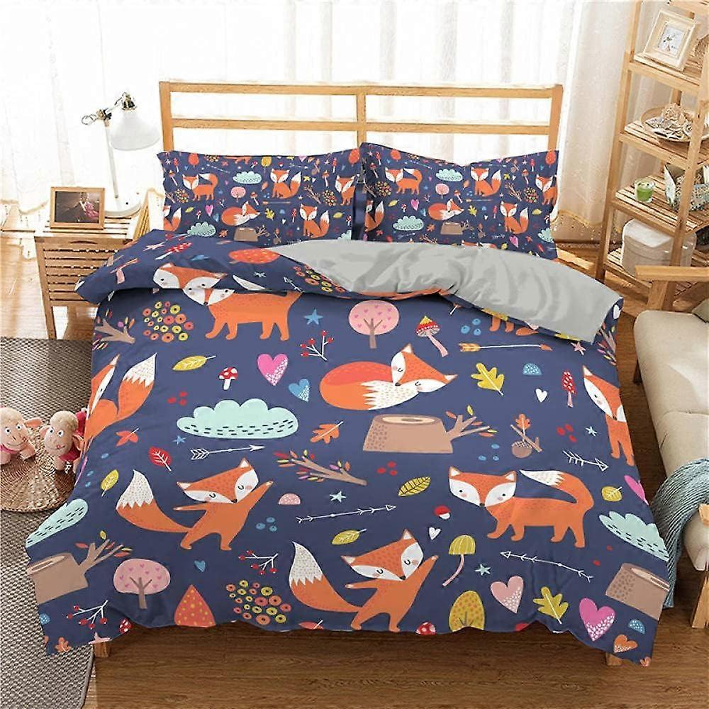 Bedding Sets Cartoon Fox Digital Printing Color Bedding Pieces Duvet ...