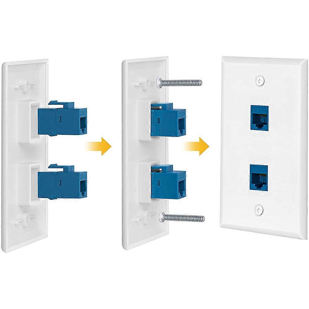 2-Pack 1 Port Ethernet Wall Plate, RJ45 Cat6 Female to Female Inline ...