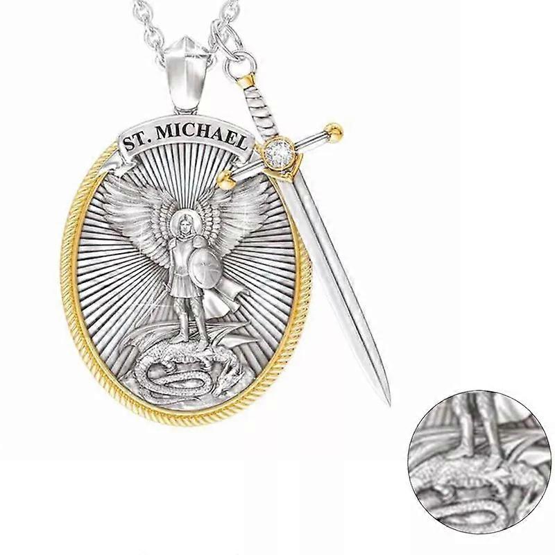 Luxury Viking Necklace Men Women Archangel Saint Michael Holy Shield ...