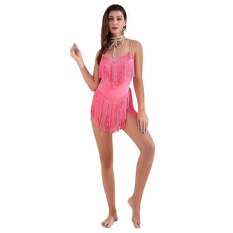 Latin Dance Dress Sling fringe Skirt Diamond Competition Clothing High ...