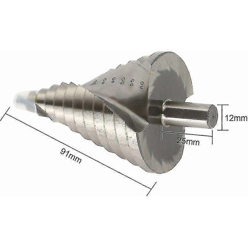 HSS Step Drill Bit 6-60mm - Spiral Drill Bit Large Size Cone Drill Bit for Metal, Wood, Plastic ...