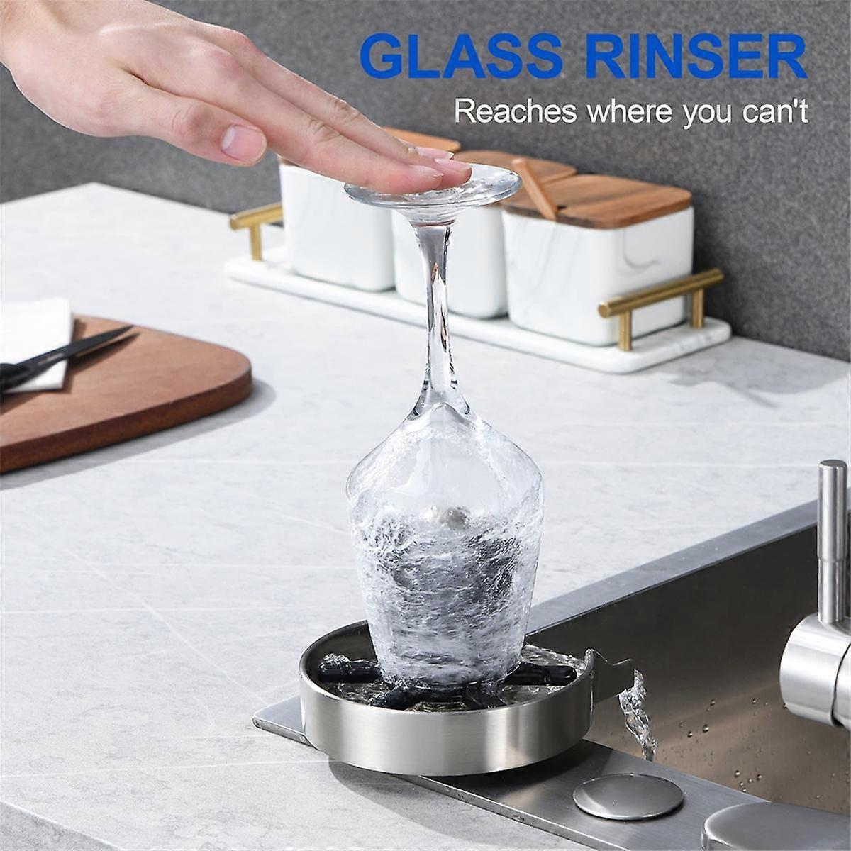 Metal Glass Rinser for Kitchen Sink 360 Rotary Cup Washer with Brush ...