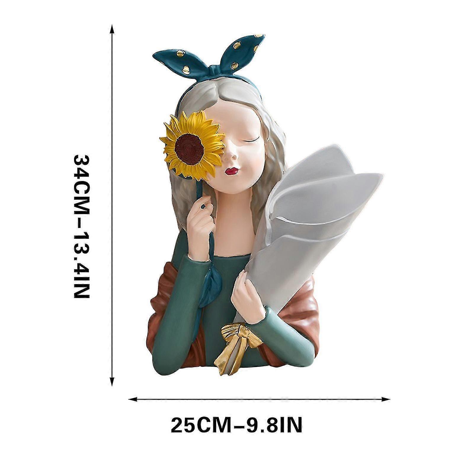 Eternal Flower Flower Vase Girl Shaped Pot Resin Girls Figurines ...