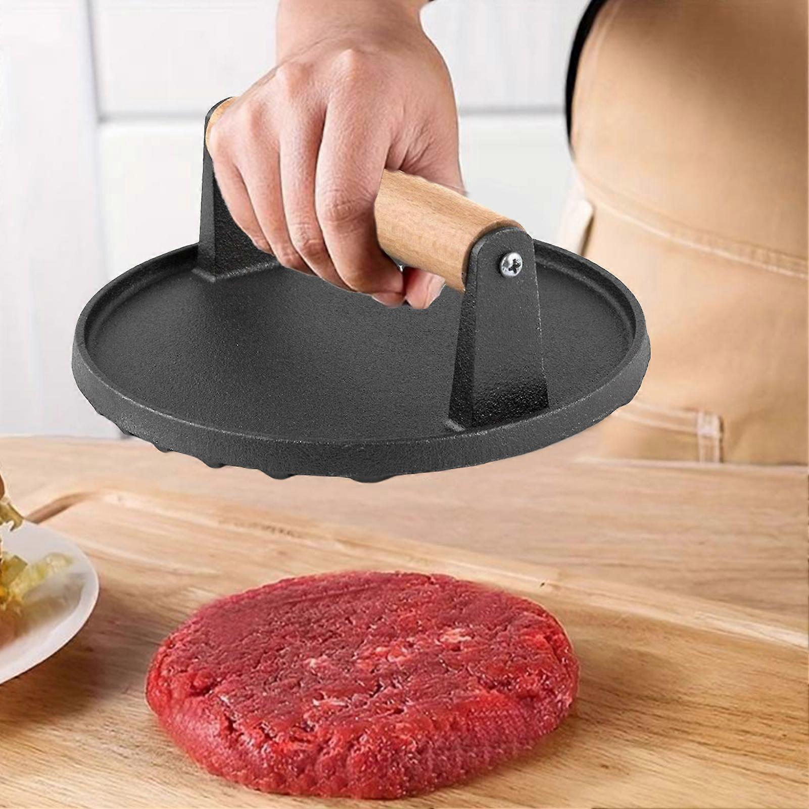 Meat Press for Grilling Round Cast Iron Bacon Press Rectangle Burger ...