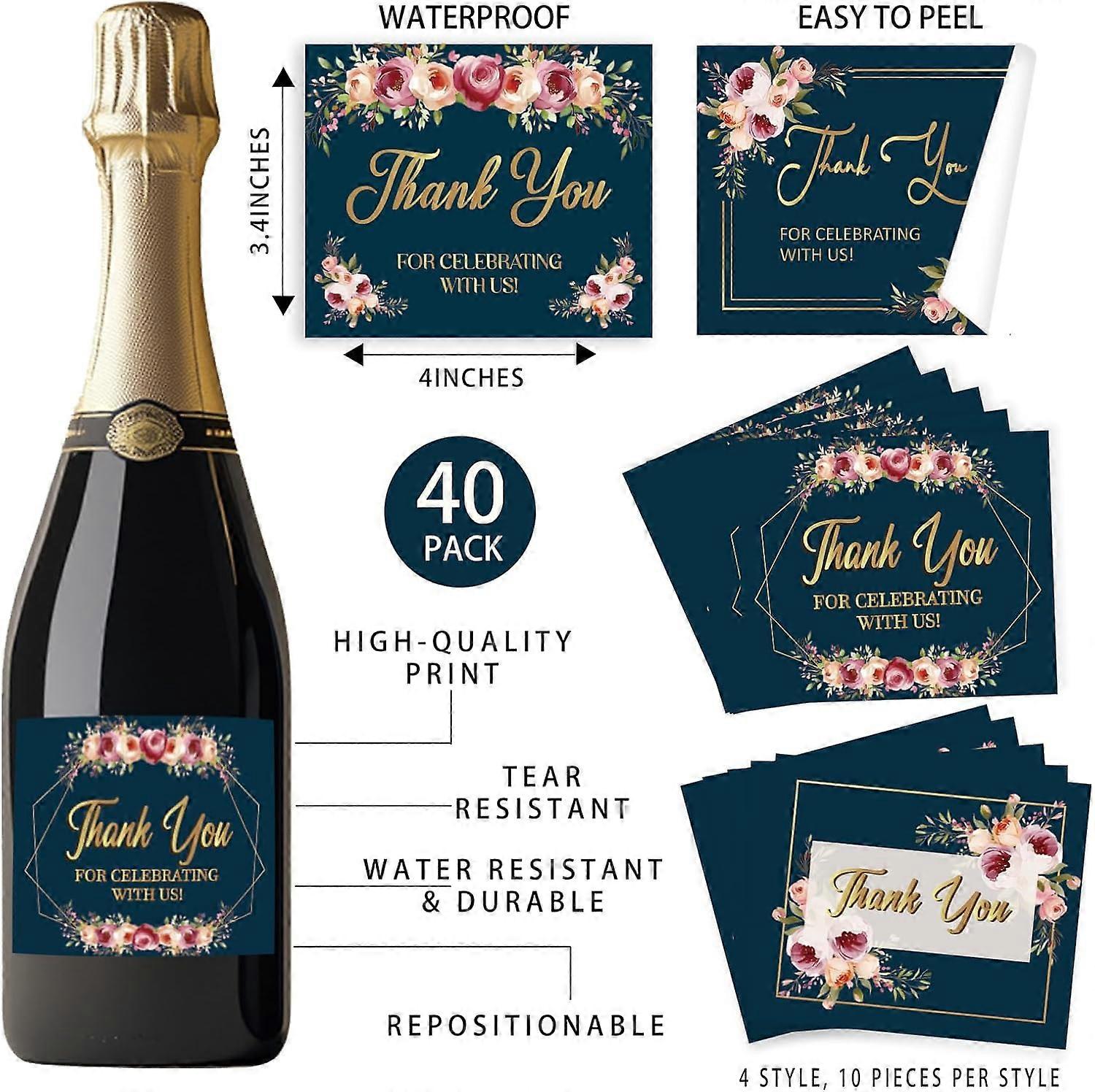 Wine Labels for Bottles 10 Sets of 4 Styles Labels Mini Champagne Wine ...