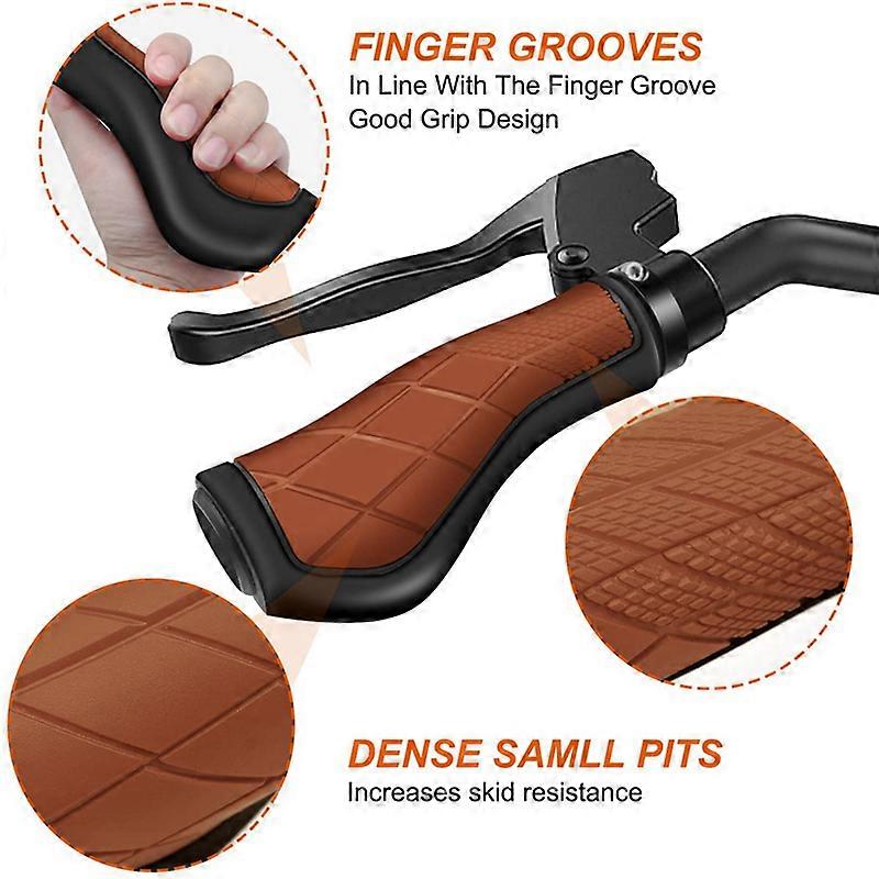 Bicycle Grips Ergonomic Grips NonSlip Rubber,for 22.2mm EBike Brown ...