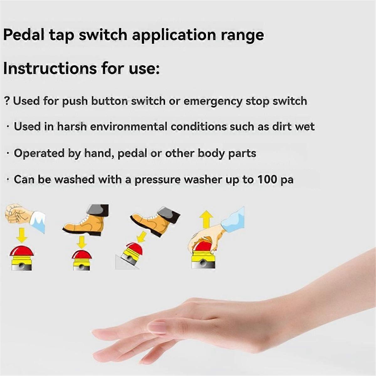 Emergency Stop Foot Switch 1NO+1NC Mushroom Button Waterproof Self ...