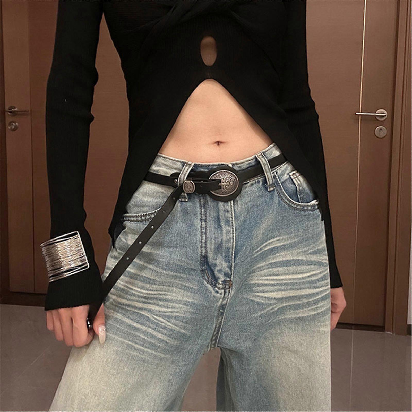 Stylish Waist Belt Silver Buckle Punk Chain Costume Belt for Wrap Dress ...