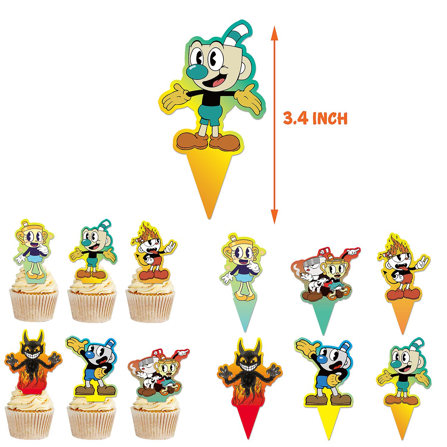 Cuphead Theme Birthday Party Decorations Paper Banners Cupcake Toppers ...